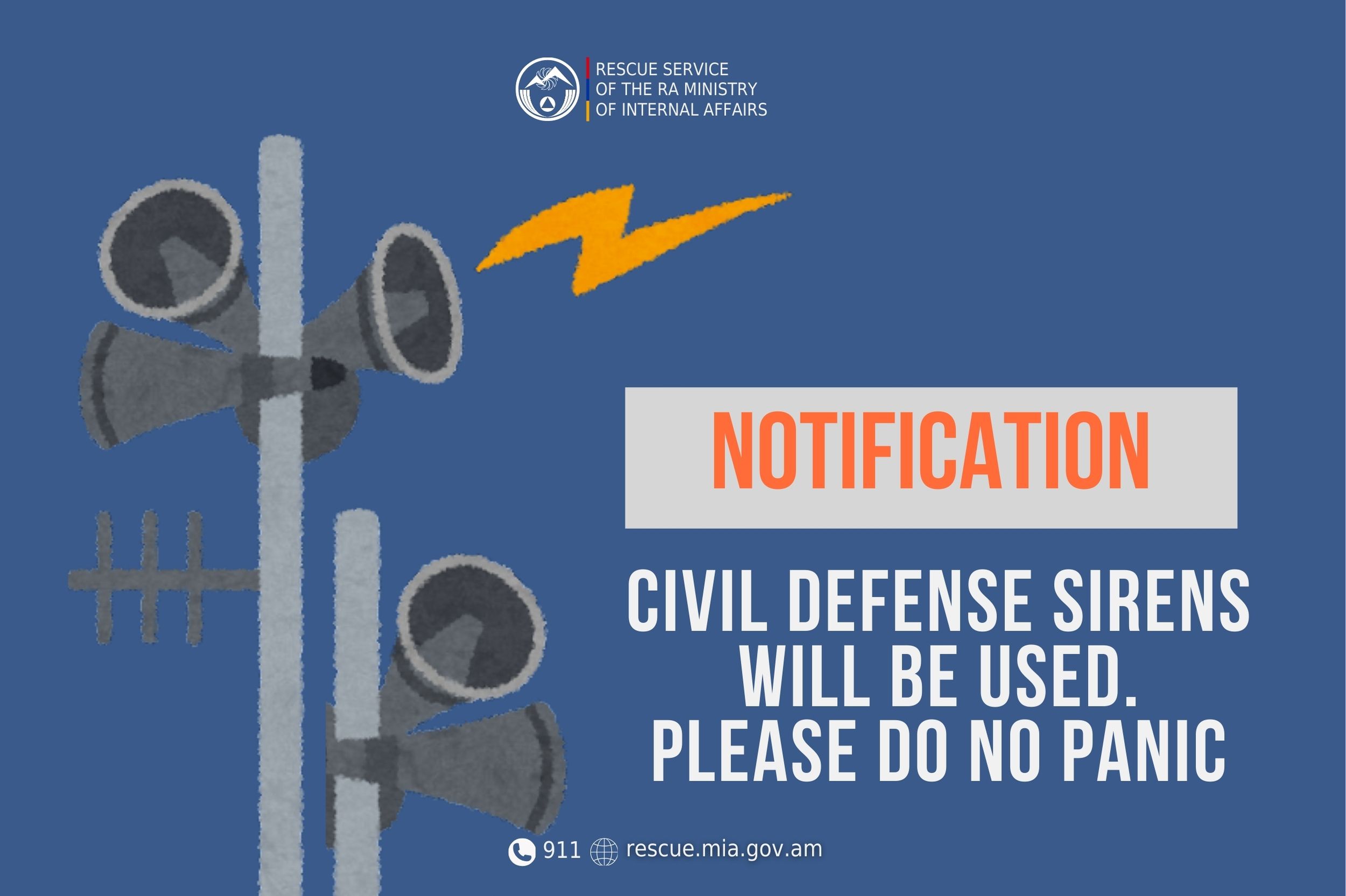 Notification: civil defense sirens will be used in Areni and Arpi ...